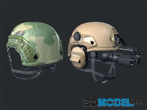 3d Model Ach And Arch Helmet With Pvs 14 Night Vision Monocular Pbr