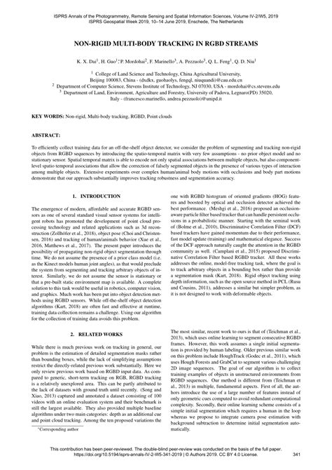 Pdf Non Rigid Multi Body Tracking In Rgbd Streams