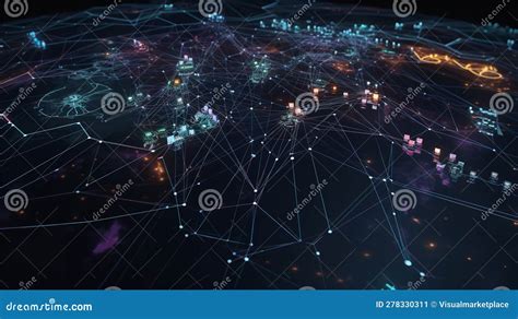 Real Time Network Traffic Analysis By Ai Stock Illustration Illustration Of Machine Network