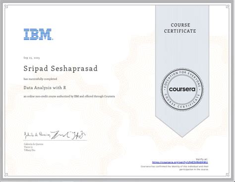 Sripad Seshaprasad On Linkedin I Obtained The Data Analysis With R Certificate From Ibm