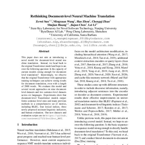 Rethinking Document Level Neural Machine Translation Acl Anthology