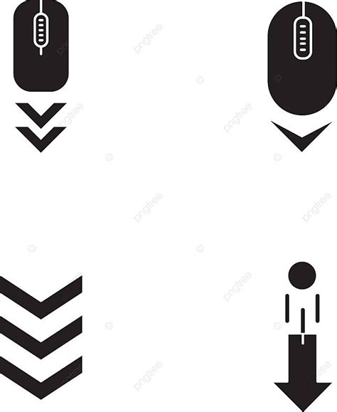 Black Scroll Down Icons With Mouse And Arrows Vector Illustration