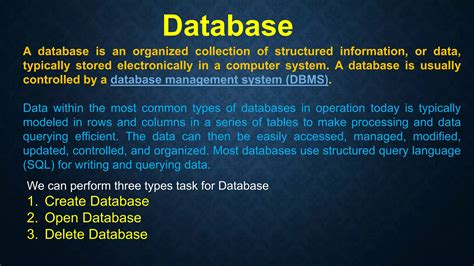 Create Database Ppt