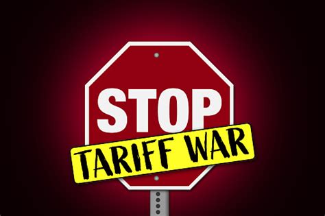 빨간색과 검은 색 배경의 정지 표지판 그림에서 관세 전쟁을 중지하십시오 0명에 대한 스톡 벡터 아트 및 기타 이미지 0명 개념 개념 기호 Istock