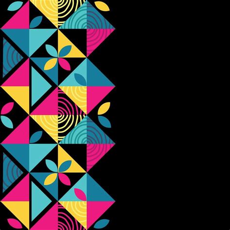 Modern Grid Geometric Shapes Seamless Pattern Banner Poster Card