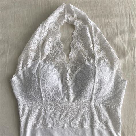 White Lace Halter Top Lace Bust With Built In Depop