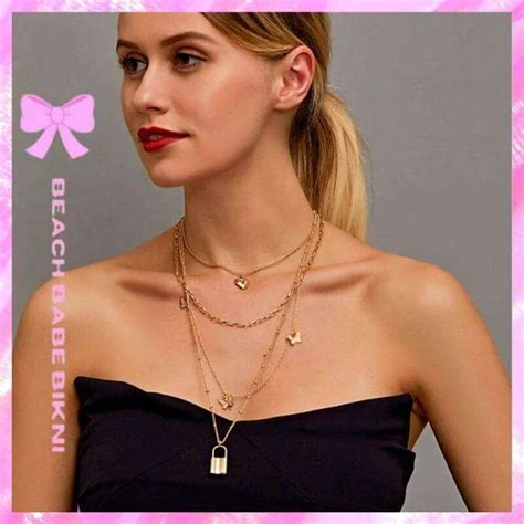 Lock It Up Multi Layer Lock Necklace ®beach Babe Bikini