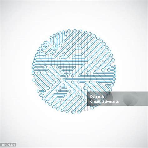 기술 장치의 전자 부품이있는 원형 회로 기판 컴퓨터 마더 보드 사이버 네틱 다채로운 벡터 추상화 0명에 대한 스톡 벡터 아트 및 기타 이미지 Istock