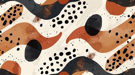 Playful Boho Squiggles In Retro Style Vintage Earthy Premium AI Generated Vector