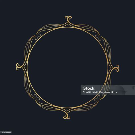 손으로 그린 황금 빈티지 프레임 화려한 골드 라운드 장식 벡터 격리 된 로얄 소용돌이 테두리입니다 클래식 웨딩 초대 템플릿입니다 결혼식에 대한 스톡 벡터 아트 및 기타