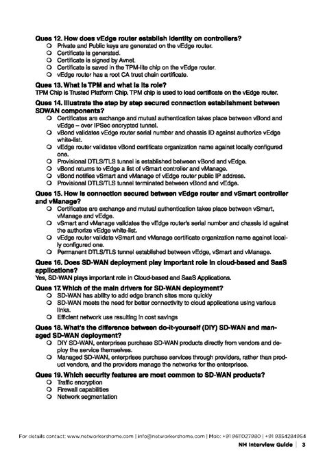 Cisco SDWAN Interview Questions PDF Connect 4 Techs