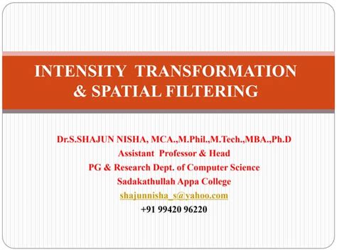 Intensity Transformation And Spatial Filtering Pptx