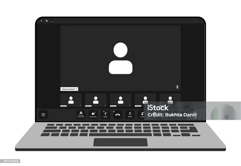 화상 통화 인터페이스 화상 통화 화면 아이콘 및 노트북용 Ui 템플릿 벡터 오버레이 통화 버튼이 있는 노트북 응용 프로그램에 대한 화상 회의 또는 화상 통화 온라인 채팅