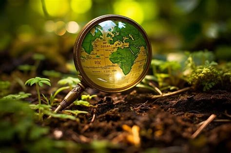 Premium Photo Earth Globe With A Magnifying Glass Revealing Hidden