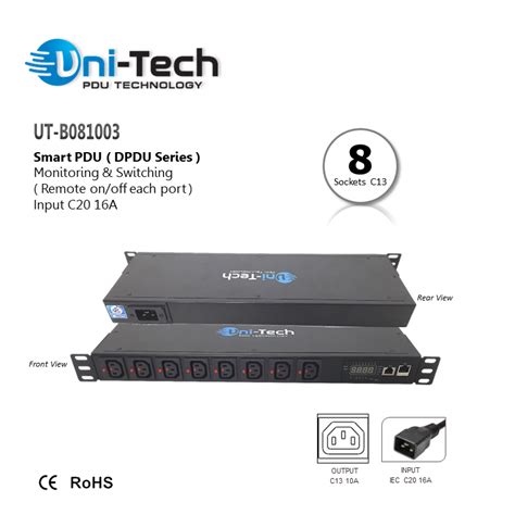 Smart PDU Remote On Off Each Socket Input IEC C A Unitech PDU