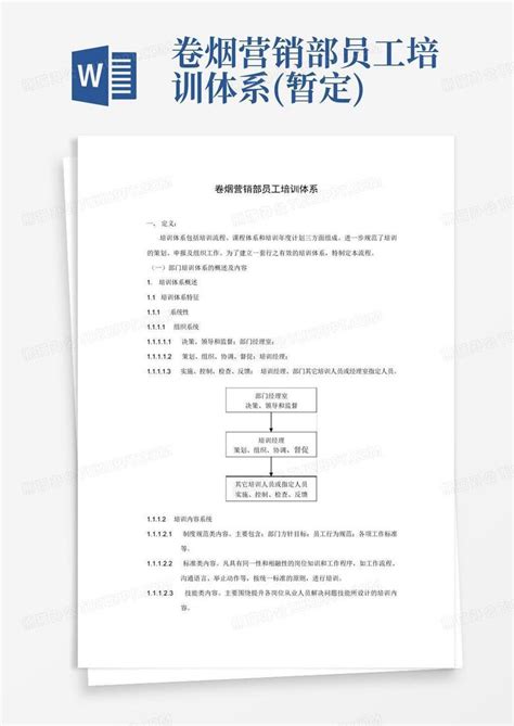卷烟营销部员工培训体系 暂定 Word模板下载 编号qxzwjgab 熊猫办公