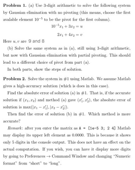 solved problem 1 a use 3 digit arithmetic to solve the