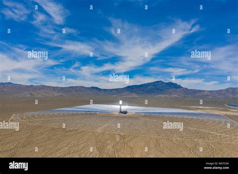 Aerial View Of The Solar Tower Of The Ivanpah Solar Electric Generating