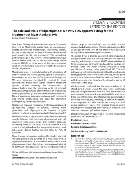 Pdf The Tale And Trials Of Efgartigimod A Newly Fda Approved Drug For The Treatment Of