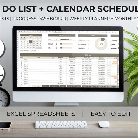 Excel Task List Into Monthly Calendar View Etsy