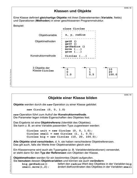 Klassen Und Objekte Objekte Einer Klasse Bilden