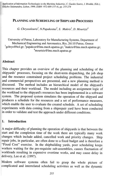 Pdf Planning And Scheduling Of Shipyard Processes