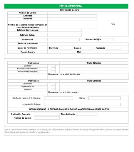 Formato De Ingreso De Personal A Una Empresa En Excel Recursos Excel
