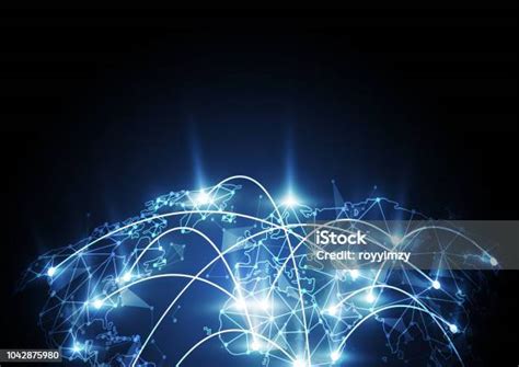 글로벌 네트워크 연결입니다 세계 지도 포인트와 라인 구성의 개념은 글로벌 비즈니스 벡터 일러스트 레이 션 3차원 형태에 대한 스톡 벡터 아트 및 기타 이미지 Istock