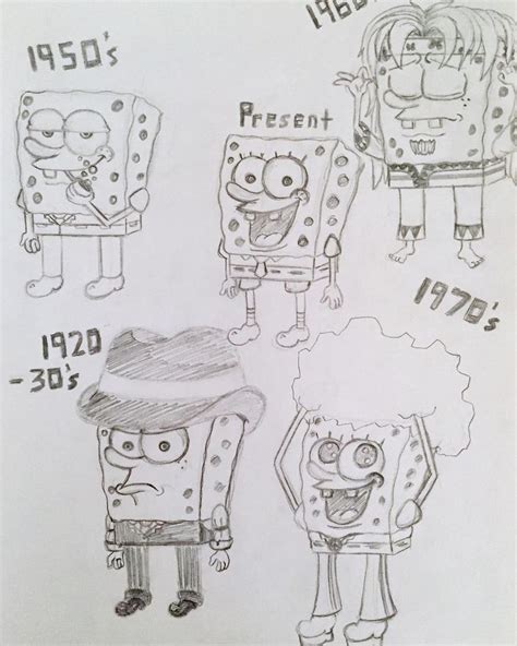 Martha Harvey On Instagram “some Quick Pencil Sketches Of Spongebob