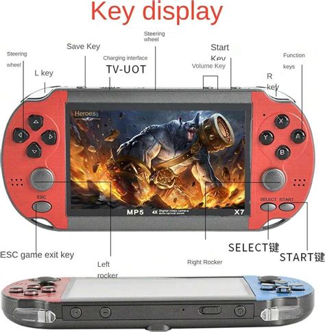 X7 Handheld Game Console 43 Inch Dual Joystick Psp Ps1 Retro Arcade Console Built In 15000