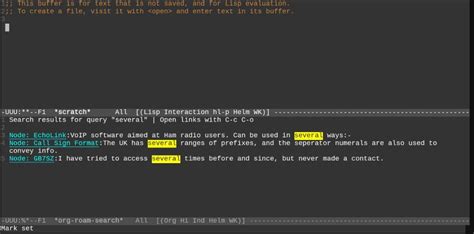 my org roam search function r emacs