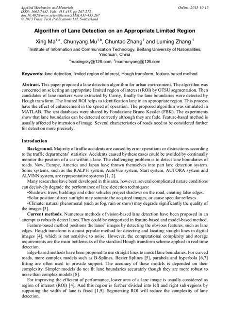 Algorithm Of Lane Detection On An Appropriate Limited Region