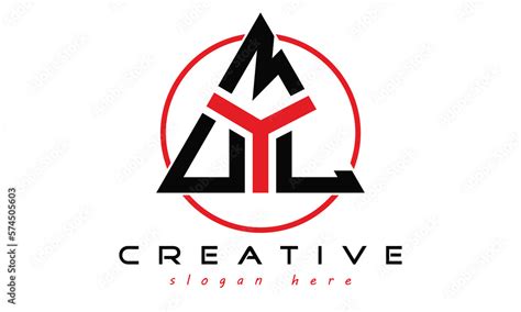 Uml Three Letter Creative Triangle Shape In Circle Logo Design Vector
