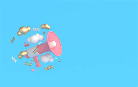 라우드 스피커 메가폰 구름 색종이를 렌더링하는 3d 인플루언서 광고 컨셉을 위한 서비스 격리에 대한 스톡 사진 및 기타 이미지 Istock