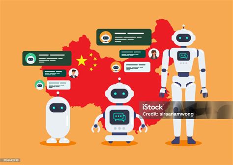 Android Robots 중국의 인공 지능 챗봇 사이보그 기술과 미래형 지능 기계 Brand Name Smart Phone에 대한 스톡 벡터 아트 및 기타 이미지