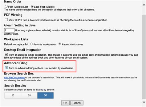 what is advanced filing in netdocuments optiable