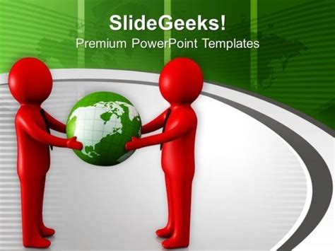 Red Symbol Men With Globe PowerPoint Templates Ppt Backgrounds For Slides