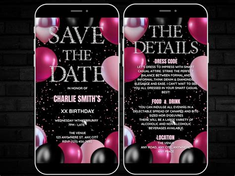 Animated Blush Save The Date Party Invitation Adults Pink Surprise Party Invite Girls Birthday