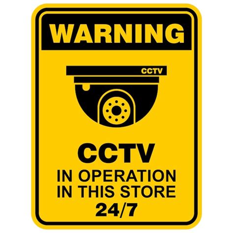 A Warning Sign That Says Cctv In Operating 24 Hours Recording In Progress Premium Vector