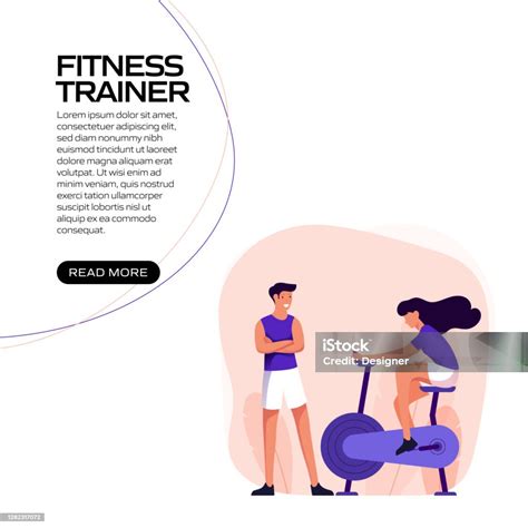 피트니스 및 운동 컨셉 배너 디자인 모던 플랫 스타일 벡터 일러스트레이션 건강한 생활방식에 대한 스톡 벡터 아트 및 기타 이미지