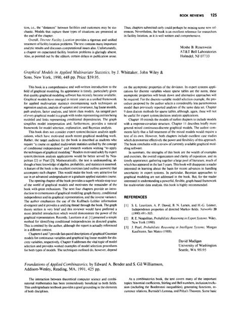John 1990 Price 59 95 Graphical Models In Applied Multivariate Statistics Pdf