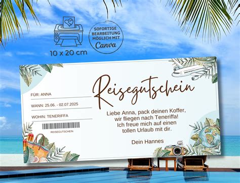 Reisegutschein Gutschein Für Eine Reise Vorlage Gutschein Flugreise Zum