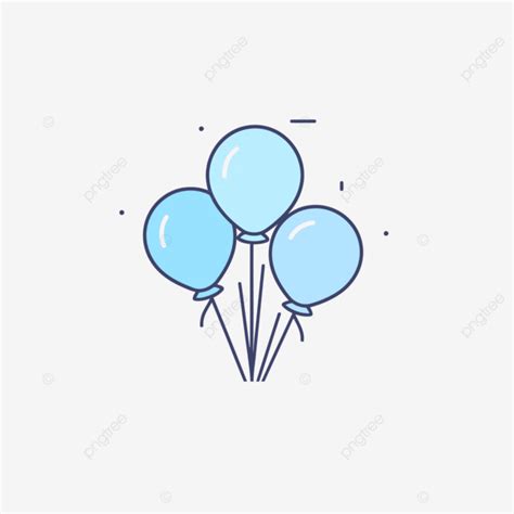 파란 풍선의 선 실루엣 벡터 흰색 배경에 파란색 풍선을 묘사한 직계 아이콘 Flaticon 및 드리블에 의한 벡터 일러스트
