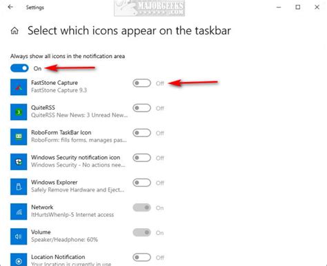 How To Turn Taskbar Notification Icons On Or Off In Windows 10 MajorGeeks