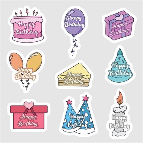 Birthday Bundle Vector Art 23205696 Vector Art At Vecteezy