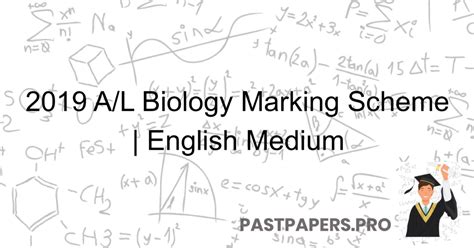 2019 A L Biology Marking Scheme English Medium Past Papers