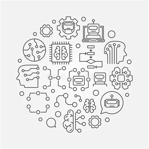 Machine Learning Line Horizontal Creative Banner Ml Technology Vector Illustration Stock Vector