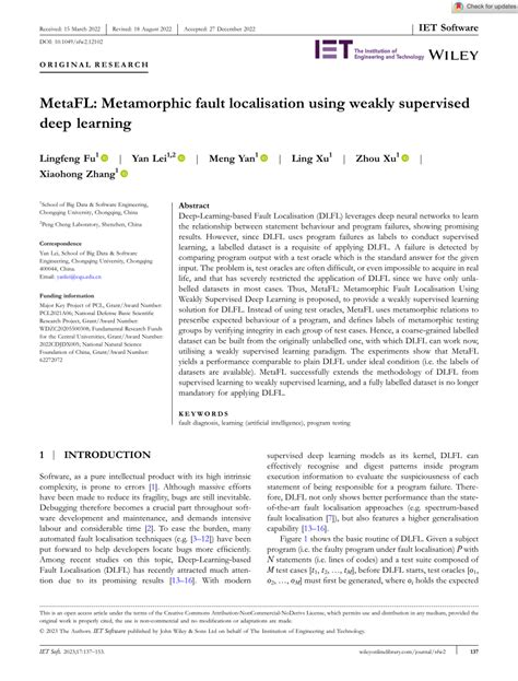 Pdf Metafl Metamorphic Fault Localisation Using Weakly Supervised