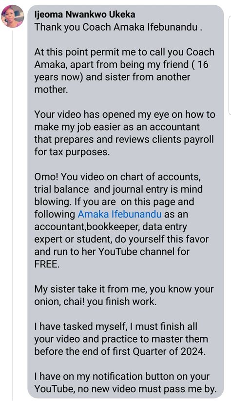 Amaka Ifebunandu Dexcelcoach On Linkedin Dexcelcoach Accountingonexcel