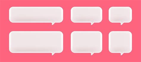 Set Of 3d Cute White Square Speech Bubble Icons Isolated On Pink Pastel Background 3d Chat Icon